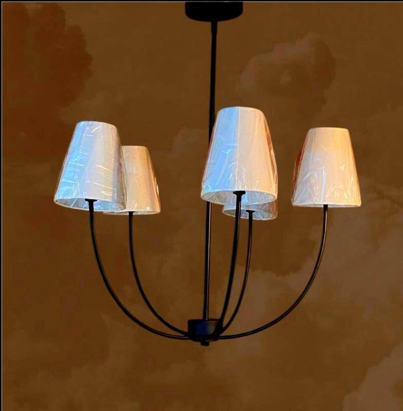 Progress Lighting Avec 5 -Light Matte Black Fabric Steel Chandelier in ...