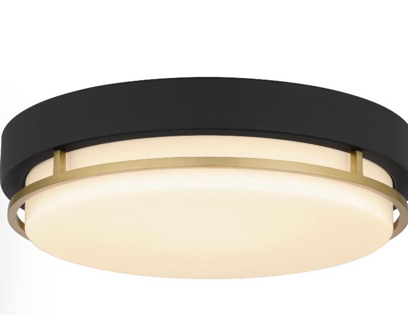 allen + roth Brewer 14-in Matte Black Integrated LED Flush Mount Light ...