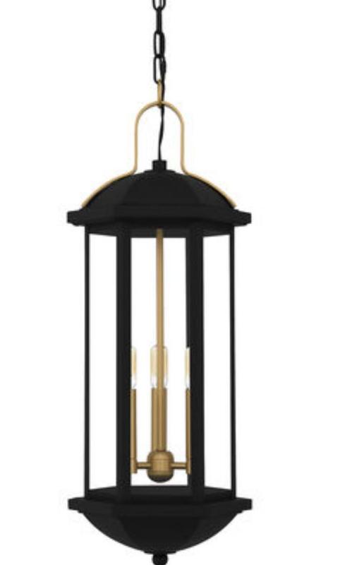 Quoizel Crestfield 3 -Light Matte Black Traditional Clear glass ...