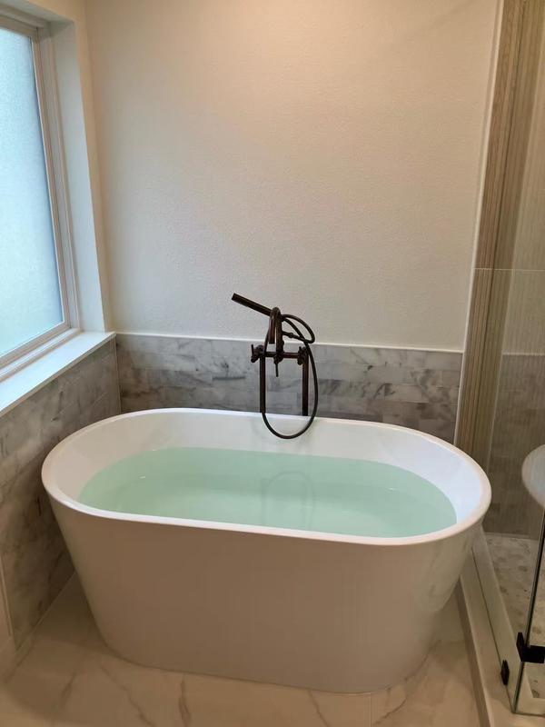Rainlex 63 inch Freestanding Solid Surface Soaking Bathtub Matte White ...
