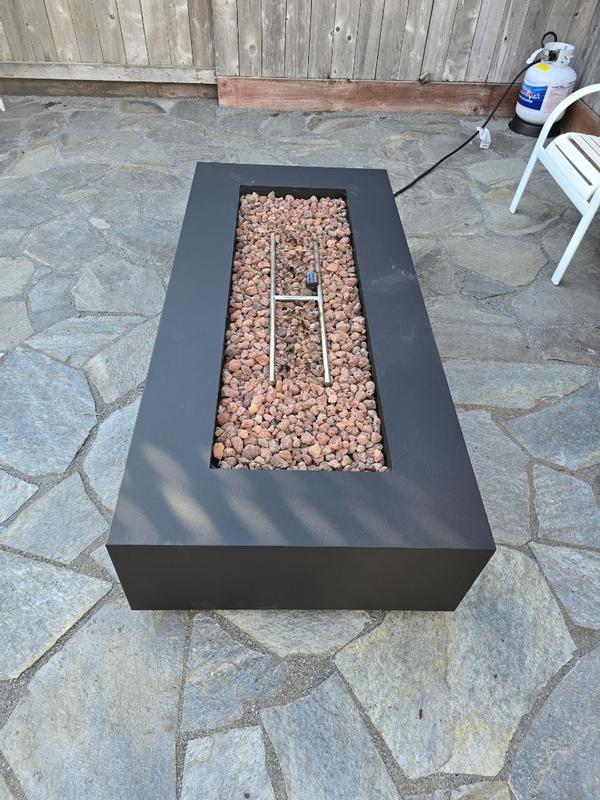 Real Flame 70 in. Aegean Rectangle Propane Fire Table, Mist Gray at ...