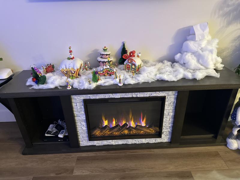 Real Flame Kenai 72 in. Slim Electric Fireplace TV Stand in Dark Oak at ...