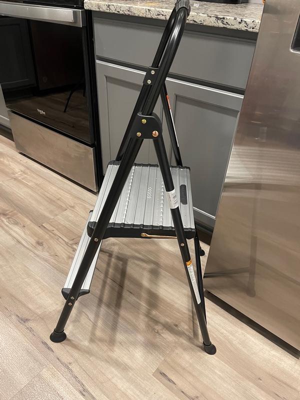 COSCO 250 lb. Capacity Metal Folding 2-Step Stool with Rubber Hand Grip ...