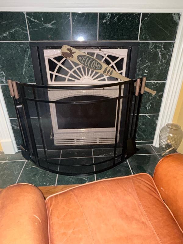 Modern Ember 40-in Black Steel 1 -Panel Craftsman Fireplace Screen in ...