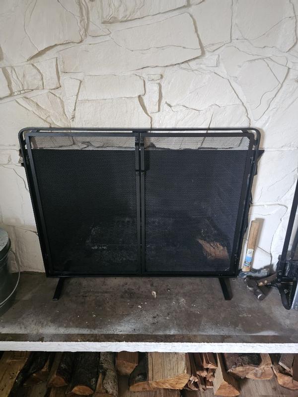 Modern Ember 40-in Aged Brass Steel 1 -Panel Craftsman Twin Fireplace ...