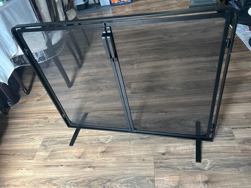 Modern Ember 40-in Black Steel 1 -Panel Craftsman Twin Fireplace Screen ...