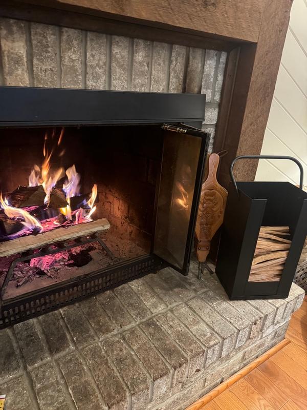 Modern Ember Kindling Firewood Holder Black Metal Ash bucket in the ...