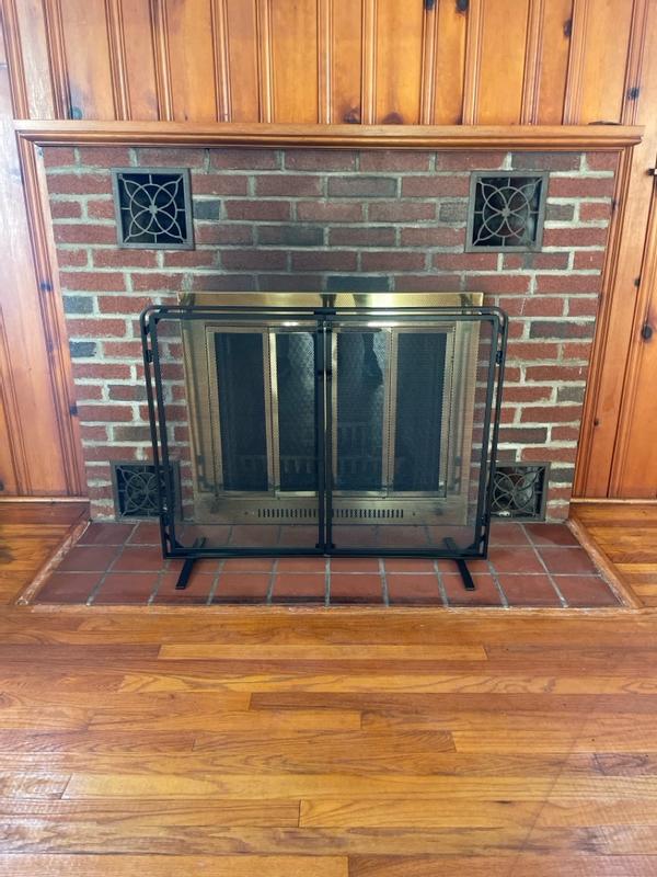 Modern Ember 40-in Black Steel 1 -Panel Craftsman Twin Fireplace Screen ...