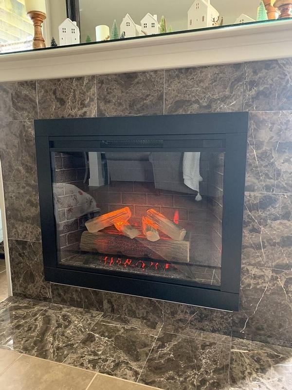 Modern Ember Uptown Trim Kit Black Metal Trim in the Fireplace ...
