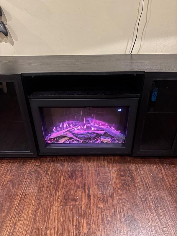 Modern Ember 80 W Channing Black TV Stand with Fan-forced Flat wall ...