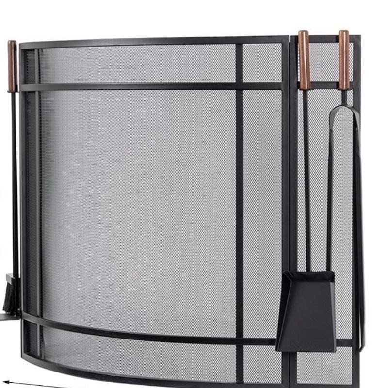 Modern Ember 40-in Black Steel 1 -Panel Craftsman Fireplace Screen in ...