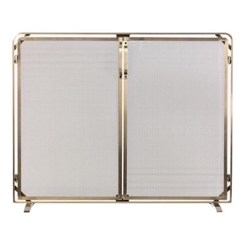 Modern Ember 40-in Black Steel 1 -Panel Craftsman Twin Fireplace Screen ...