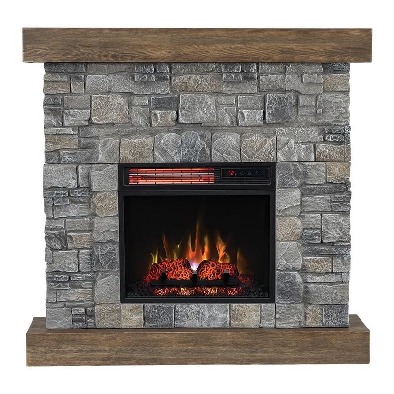 Modern Ember 40-in W Raeford Stone Free standing Infrared quartz Corner ...