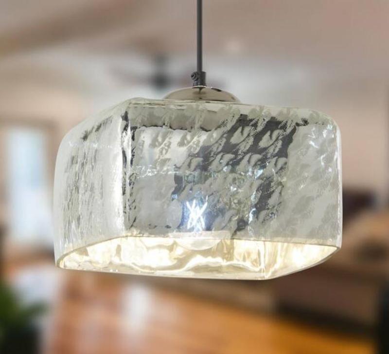 River of Goods Pendant Lighting Silver Glam Tinted Glass Square Led ...