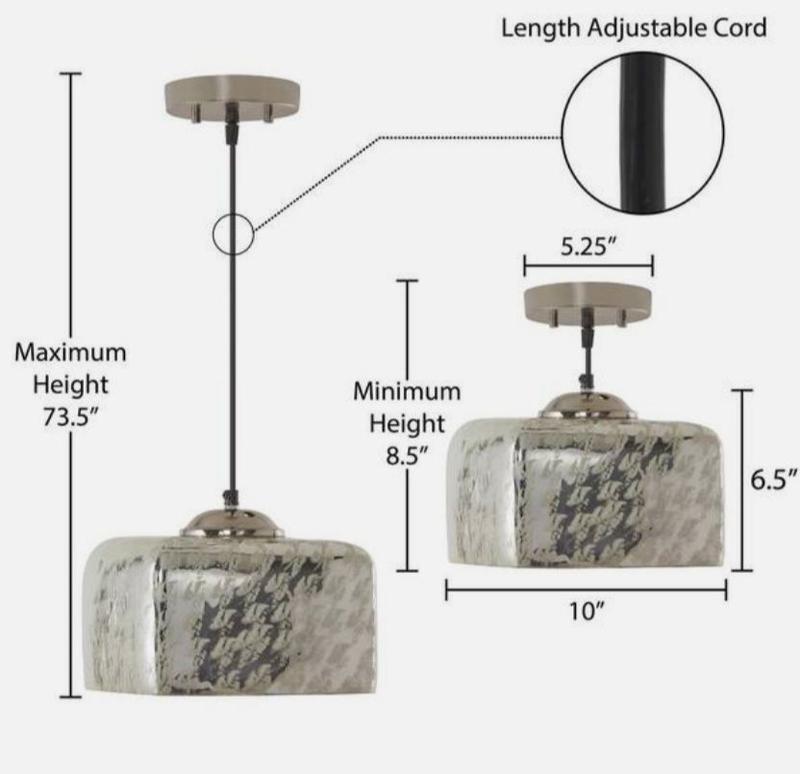 River of Goods Pendant Lighting Silver Glam Tinted Glass Square Led ...