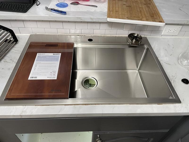 Shop Ruvati Siena Drop-in 33-in x 22-in Stainless steel Single bowl 16 ...