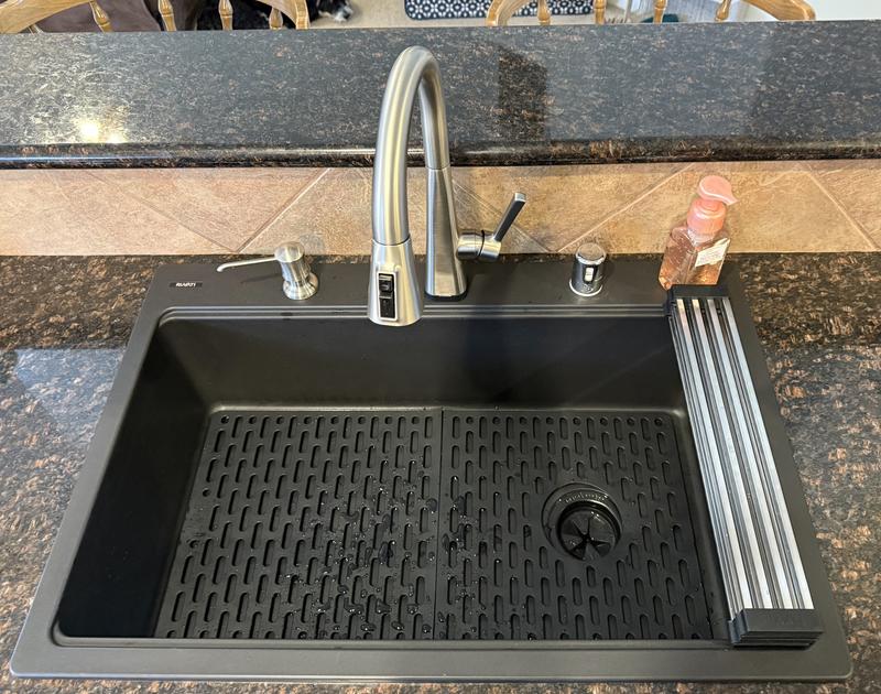 Ruvati epiGranite Drop-in 33-in x 22-in Granite Double equal bowl ...