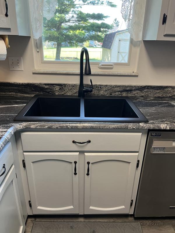 Ruvati epiGranite Drop-In 33-in x 22-in Arctic White Granite Double ...