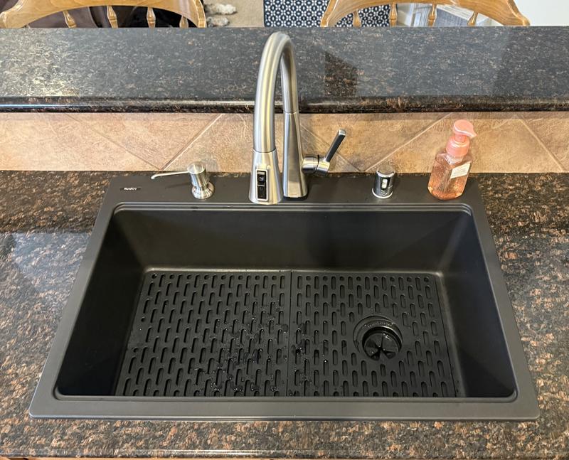 Ruvati epiGranite Drop-in 33-in x 22-in Granite Double equal bowl ...