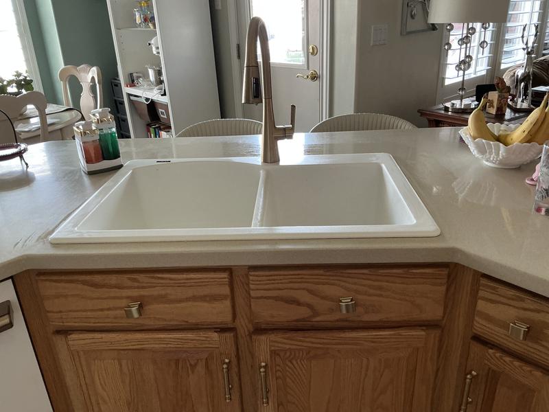 Ruvati epiGranite Drop-In 33-in x 22-in Arctic White Granite Double ...