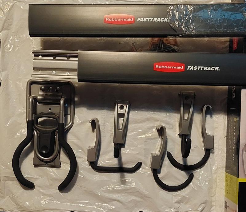 Rubbermaid FastTrack Garage 8-Piece Black and Silver Steel Multipurpose ...