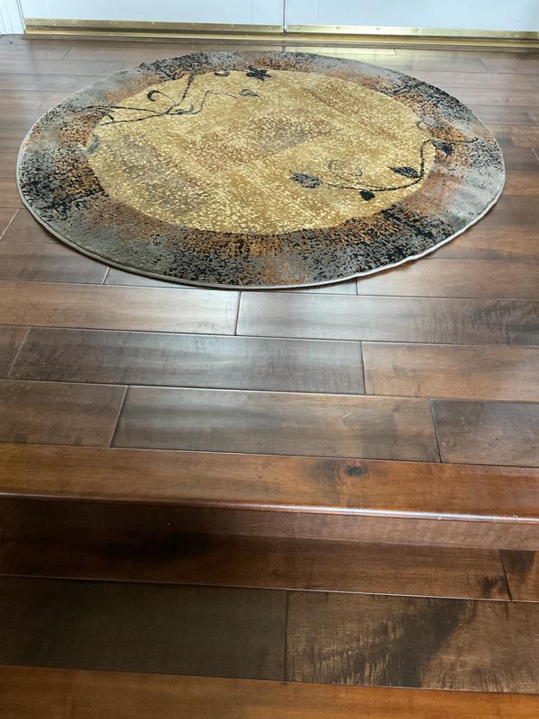 Unique Loom Barista 4 X 4 (ft) Beige Round Indoor Floral/Botanical Area ...