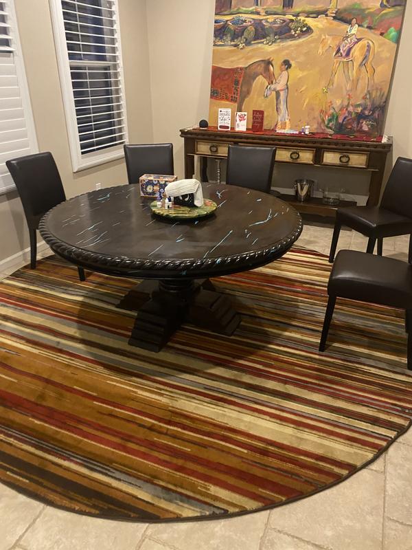 Unique Loom Barista 10 X 10 (ft) Beige Round Indoor Stripe Area Rug ...