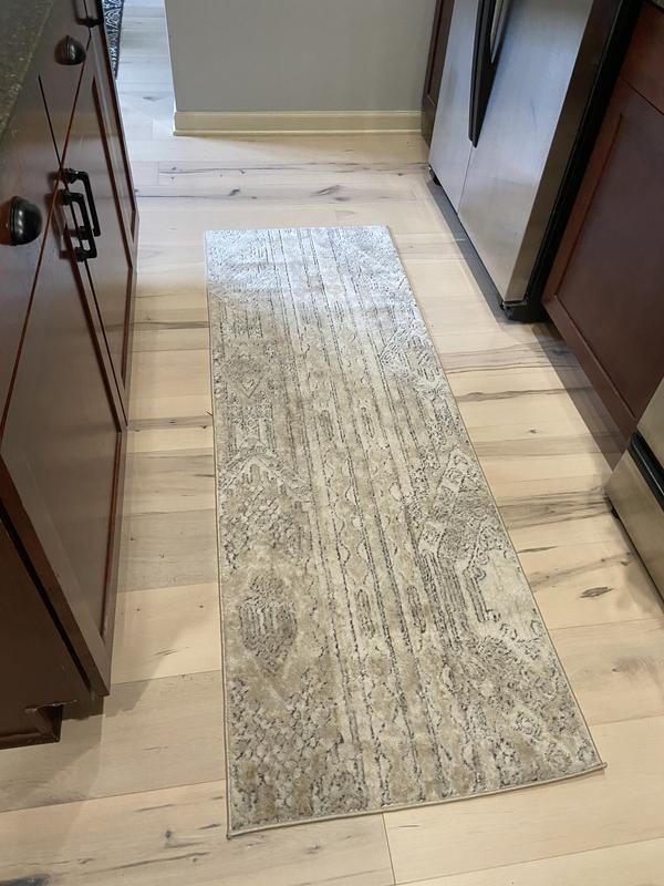 Unique Loom Portland 2 X 6 (ft) Ivory Indoor Stripe Runner Rug 3147145 ...