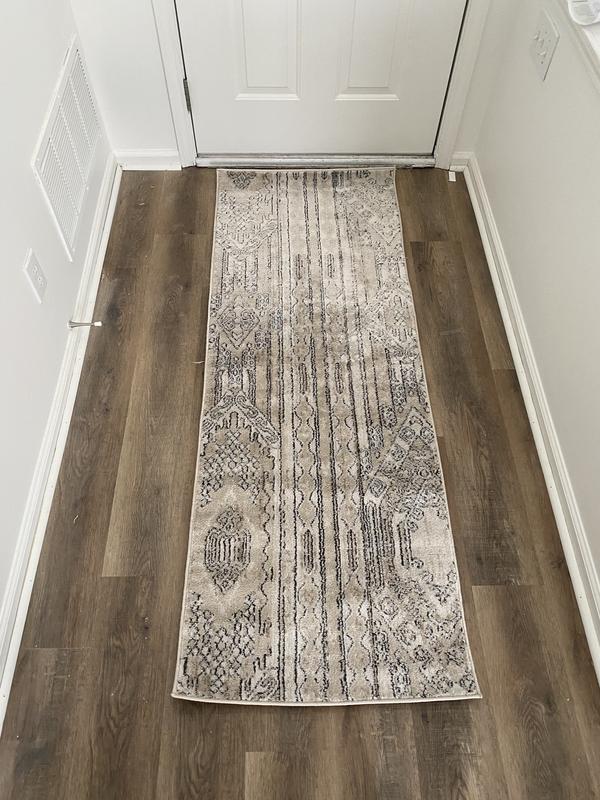 Unique Loom Portland 2 X 6 (ft) Ivory Indoor Stripe Runner Rug 3147145 ...
