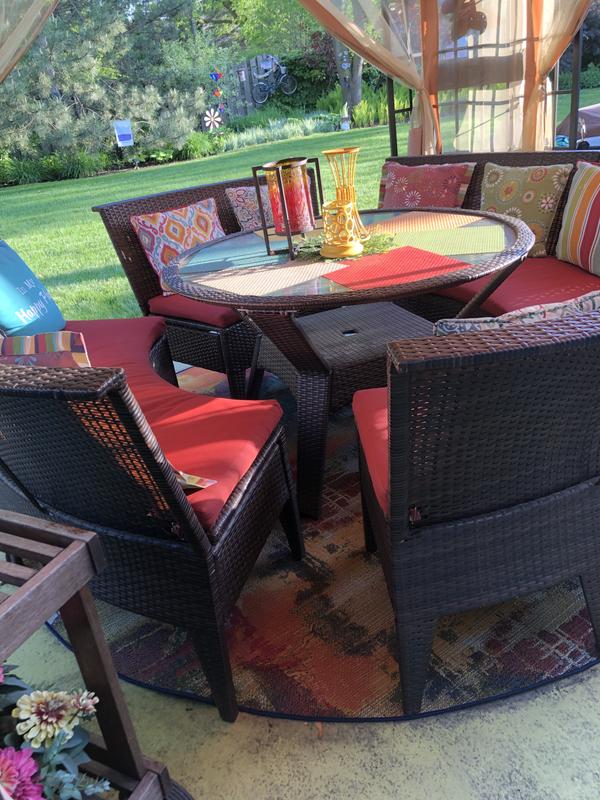 Unique Loom Azera Outdoor 8 X 8 (ft) Multi/Beige Round Indoor/Outdoor ...