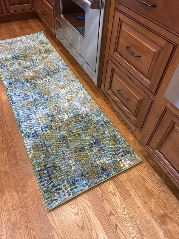 Unique Loom Bondi Chromatic 2 X 6 (ft) Green/Blue Indoor Abstract ...