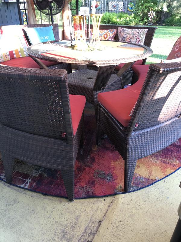 Unique Loom Azera Outdoor 8 X 8 (ft) Multi/Beige Round Indoor/Outdoor ...