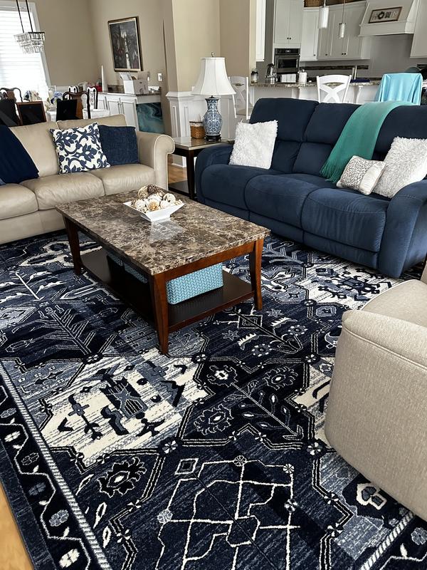 Unique Loom Cathedral La Jolla 9 X 12 (ft) Blue/Ivory Indoor Geometric ...