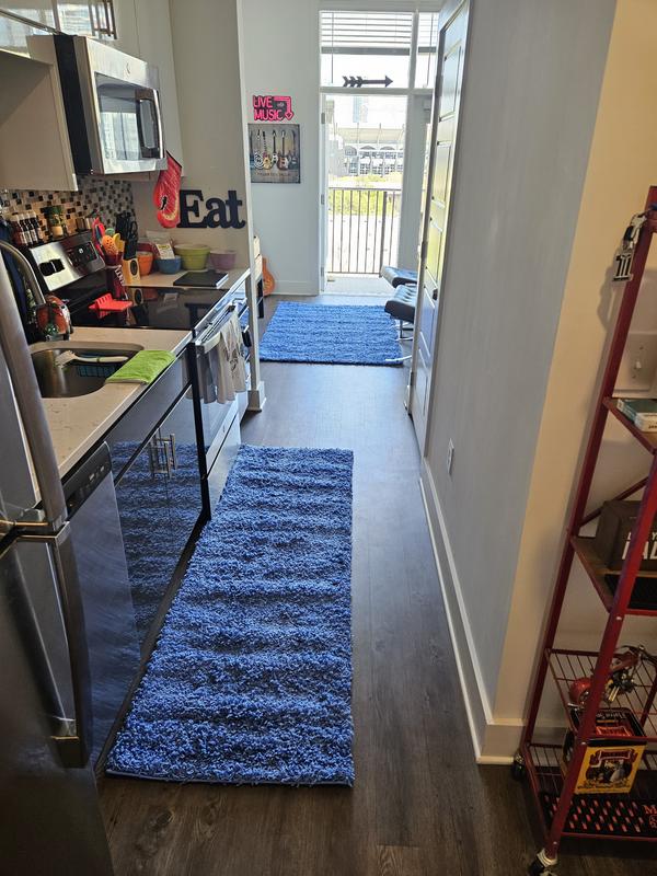 Bridgeport Home Exact Shag Exs1 Periwinkle Blue 2' 2" x 6' 5" Runner ...