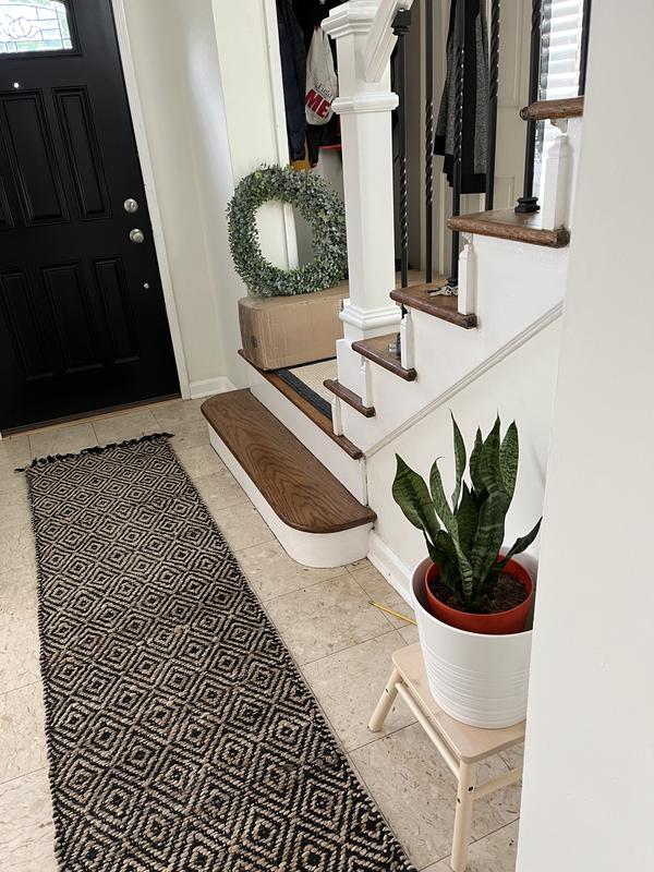 Unique Loom Chunky Jute 2 X 8 (ft) Black Indoor Trellis Runner Rug ...