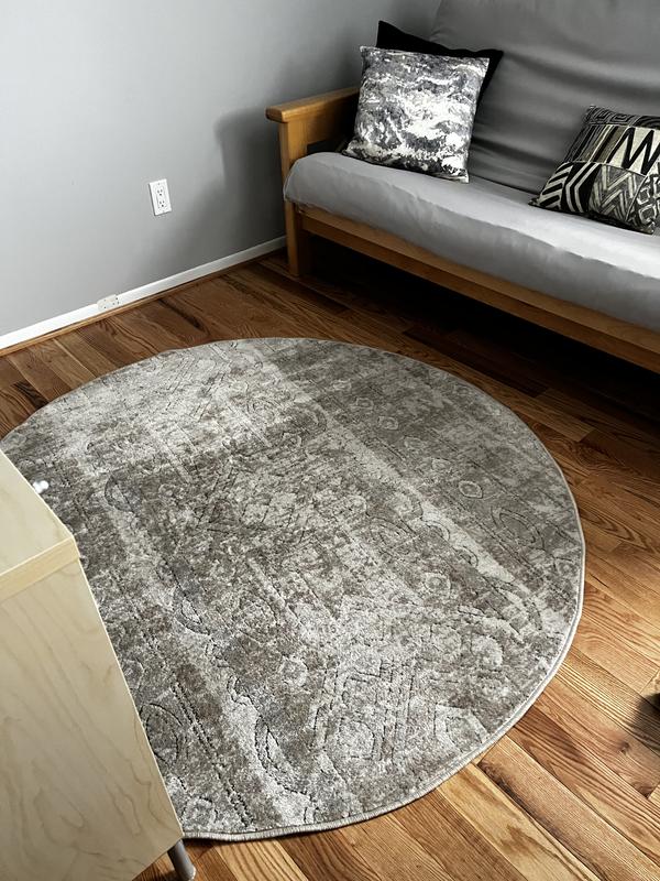 Unique Loom Portland 5 X 5 (ft) Ivory Round Indoor Stripe Area Rug ...