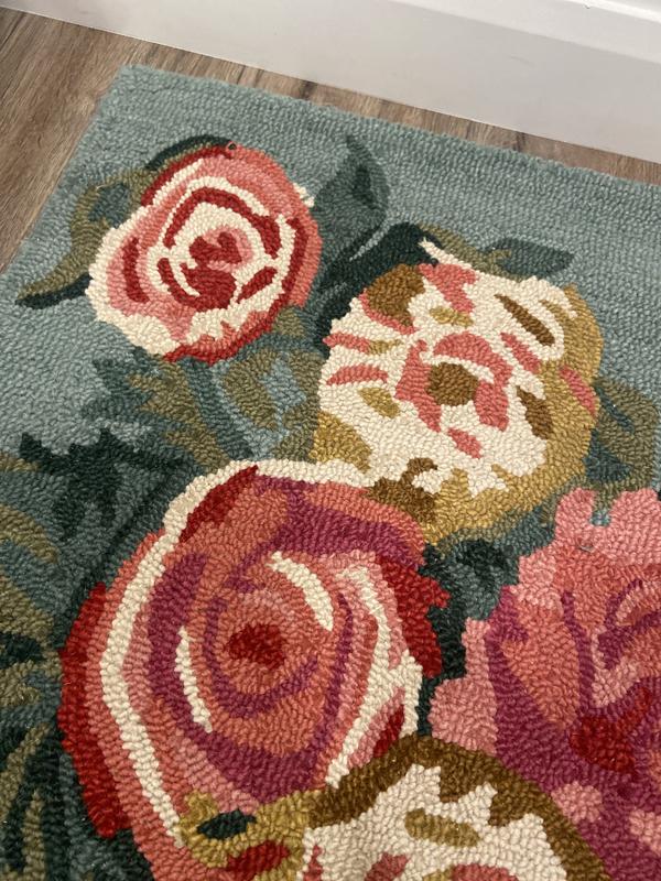 nuLOOM Rose Bouquet 3 X 5 (ft) Wool Blue, Pink Indoor Floral/Botanical ...