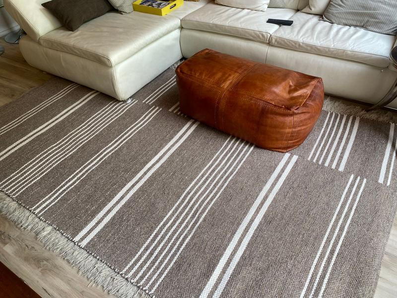 nuLOOM Birchwood Reversible Striped Wool 3ft. x 5ft. Dark Beige Area ...