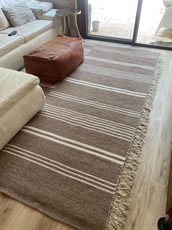 nuLOOM Birchwood Reversible Striped Wool 3ft. x 5ft. Dark Beige Area ...