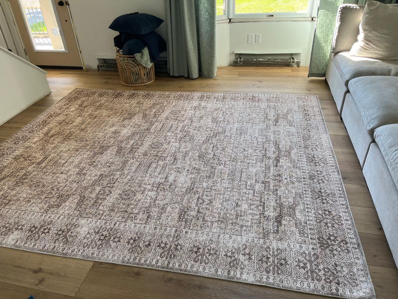 nuLOOM Jett Floral Border SplashGuard Machine Washable 4ft. x 6ft ...