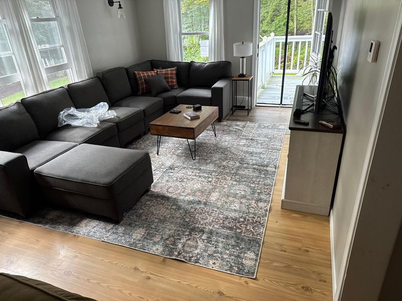 nuLOOM Keziah Vintage Medallion SplashGuard Machine Washable 8ft. x ...