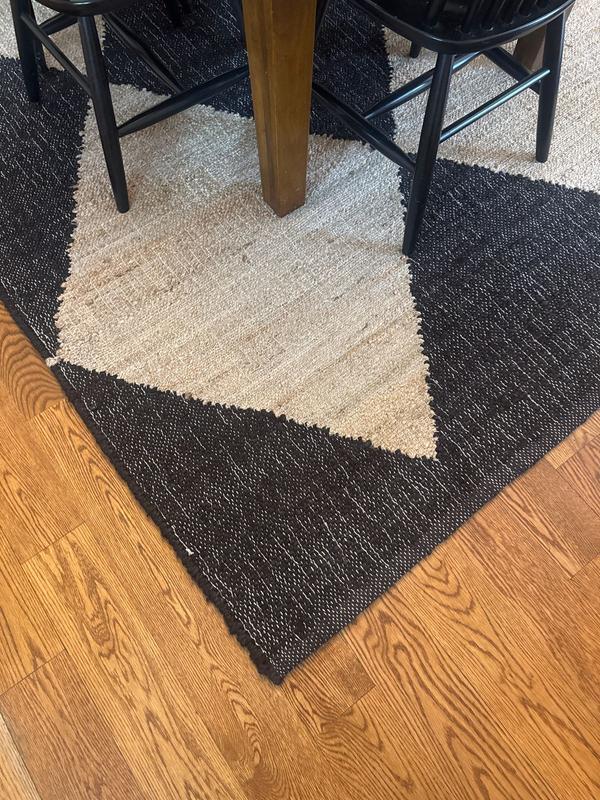 nuLOOM 2 x 6 (ft) Flatweave Jute Black Rectangular Indoor Geometric ...