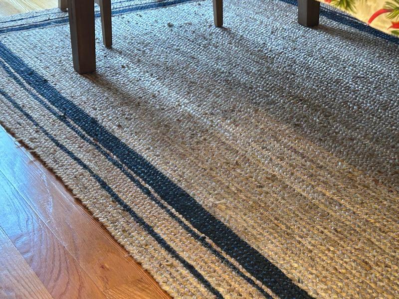 nuLOOM Rikki 3 x 5 (ft) Loomed Jute Navy Oval Indoor Border Spot Clean ...