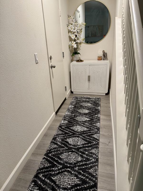World Rug Gallery Horizon 2 x 8 (ft) Loomed Polyester Anthracite ...