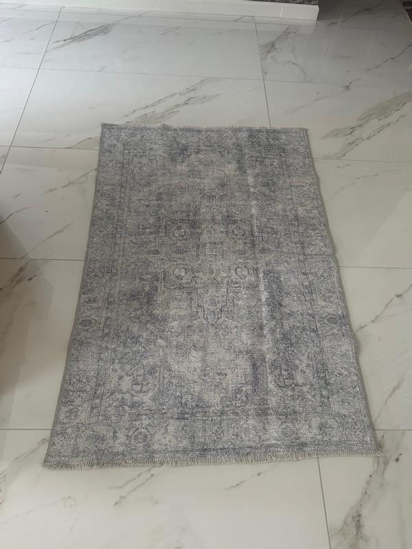World Rug Gallery 2 X 7 (ft) Cotton/Polyester Blue Indoor Medallion ...