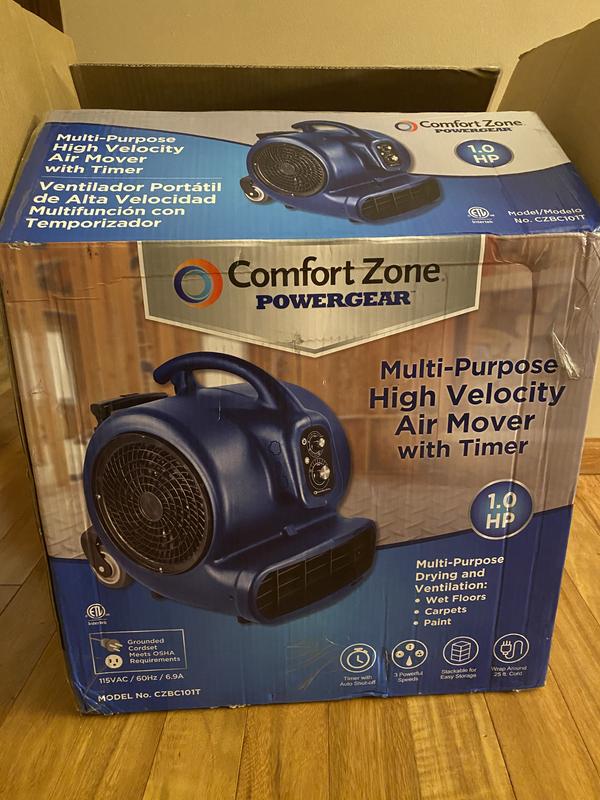 Comfort Zone 11-in 120-Volt 3-Speed High Velocity Indoor Blue Floor Fan ...