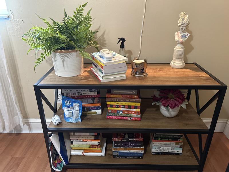 Walker Edison Dark Walnut Metal 3-Shelf Bookcase (39-in W x 25-in H x ...