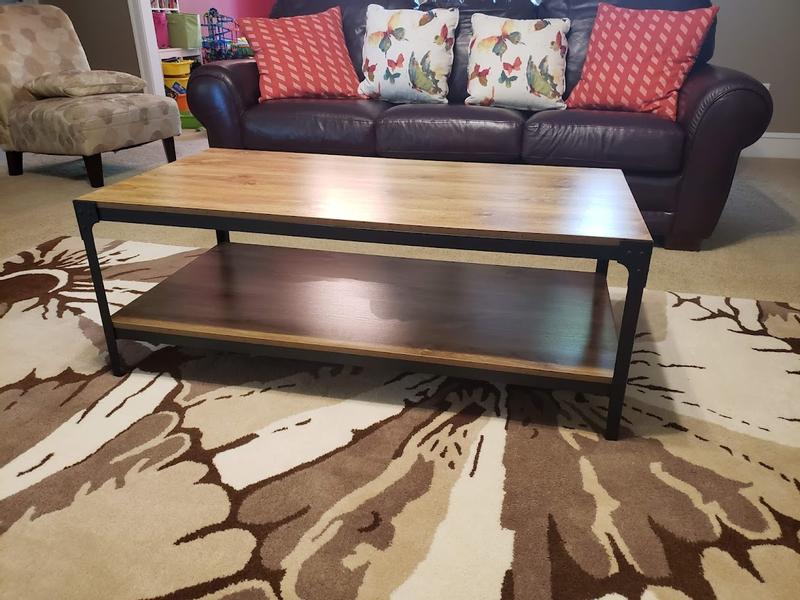 Walker Edison Rustic Wood veneer Grey Wash 48-in W x 18-in H Coffee ...