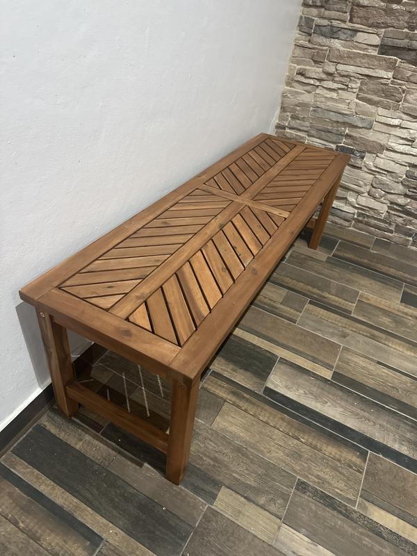 Walker Edison 53.125-in W x 17.875-in H Dark Brown Acacia Dining Bench ...