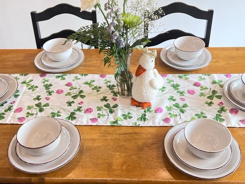 Martha Stewart Clover Meadow Reversible Table Runner 14" x 72" - Macy's